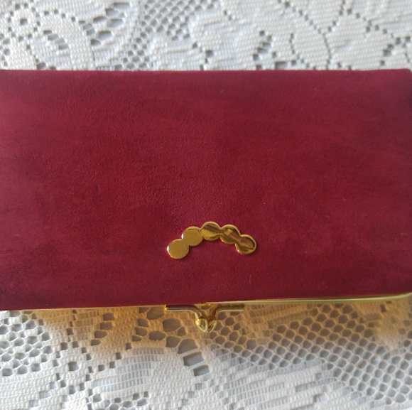 Bags | Vintage Redgold Suede Wallet Ruby Red In Color | Poshmark
